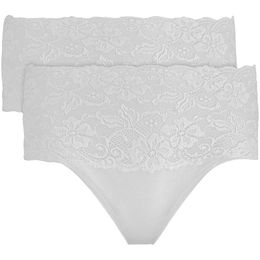Nina von C. Damen Taillenslip &raquo;"Fine Cotton"&laquo; 2er Pack, eng, elastisch, bequem, feminin, atmungsaktiv, breiter Bund mit Spitze wei&szlig; 38