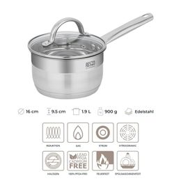 RESTO Kitchenware Kasserolle &raquo;Rigel, So&szlig;entopf 1,9 l, energiesparend und sp&uuml;lmaschinenfest&laquo; 2 Stk. tlg. Edelstahl 18/10 silber