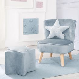 Roba Kindersitzgruppe &raquo;Lil Sofa&laquo; Set, 3 Stk. tlg. bestehend aus Kindersessel, Kinderhocker und Dekokissen in Sternform blau