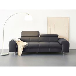 COTTA 3-Sitzer &raquo;Chef&laquo; Big-Sofa mit Kopfteilverstellung, edle Metallkufen braun Luxus-Microfaser (100% Polyester);Softlux -Kunstleder;NaturLEDER (