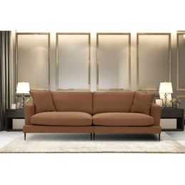 Home Affaire Big-Sofa &raquo;Cozy elegantes Designsofa, Ma&szlig;e B/T/H: 252/97/80 cm&laquo; mit losen Kissen und Metallbeinen orange Samtoptik (100% Polyester);