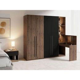 Home Affaire Kleiderschrank &raquo;RIMINI Dreht&uuml;renschrank mit Soft-Close-Funktion, B/T/H: 180/60/220 cm&laquo; Garderobe mit 4 Dreht&uuml;ren und schwarzem Griffen, 