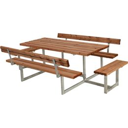 Plus Garten-Essgruppe &raquo;&raquo;Basic&laquo; Kombim&ouml;bel + Anbau und 2 R&uuml;ckenlehnen&laquo; 1 Stk. tlg. 260x184x75/45 cm braun FSC -zertifizierter Holzwerkstoff, Stahl
