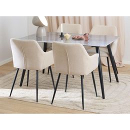 ACTONA GROUP Esszimmer-Set &raquo;Essgruppe, Speisetisch mit St&uuml;hlen, f&uuml;r das Esszimmer, Modern&laquo; Komplett-Set, 1x Tisch + 4x St&uuml;hle, 5 Stk. tlg. grau Stahl