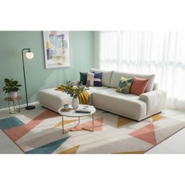 Trendmanufaktur Ecksofa &raquo;Fordon, Schlafsofa mit Bettkasten, Couch in L-Form, Breite 250 cm&laquo; in Struktur LUMOS, 3D-Effekt, sandgrau, Recamiere links 