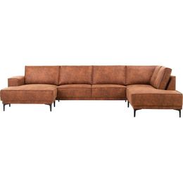 OTTO home Wohnlandschaft &raquo;XXL Sofa Oland, Struktur, Flachgewebe, Luxus-Microfaser, Boucle&laquo; U-Form, 345 cm, Wellenunterfederung, Skandi-Design, 