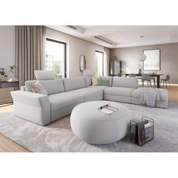 Sit & More sit&more Ecksofa &raquo;Cadabra L-Form&laquo; Breite 356 cm, mit Sitztiefenverstellung silber Samtoptik (100% Polyester);Soft clean (98% Polyester, 2% Polyamid);