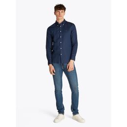 Tommy Hilfiger Herren Langarmhemd &raquo;LINEN BLEND SOLID Regular Fit SHIRT&laquo; mit Button-down-Kragen blau L, N-Gr