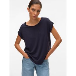 V&eacute;ro Moda Vero Moda Damen Rundhalsshirt &raquo;VMAVA PLAIN SS TOP GAJRS NOOS&laquo; Materialmix, regular fit blau L