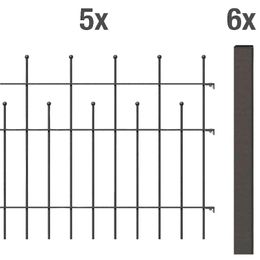 Alberts Metallzaun &raquo;Madrid&laquo; H&ouml;he: 49,5, 73,5 und 98,5 cm, Gesamtl&auml;nge: 10 m, zum Aufschrauben grau Stahl