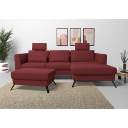 Sit & More sit&more Ecksofa &raquo;Olsen L-Form&laquo; inklusive Sitztiefenverstellung, wahlweise mit Bettfunktion, 15cm hoch rot 100% Polyester