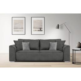 OTTO home 3-Sitzer &raquo;BEATRICE, B: 250 cm - wahlweise mit Bettfunktion&laquo; u. Bettkasten, incl. 2 Zierkissen grau