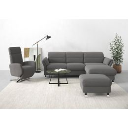 Sit & More sit&more Ecksofa &raquo;Grenoble L-Form mit Federkern&laquo; wahlweise mit Bettfunktion, Bettkasten, Arm- und Kopfteilverstellung grau