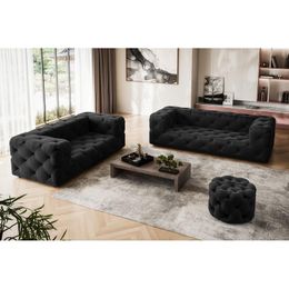 Home Affaire 3-Sitzer &raquo;FOLLINA&laquo; 3-Sitzer Sofa mit klassischer Chesterfield-Knopfheftung schwarz 100% Polyester