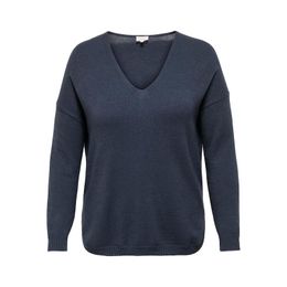 Only Carmakoma Damen Only CARMAKOMA V-Ausschnitt-Pullover &raquo;CARMARGARETA LS PULLOVER KNT NOOS&laquo; Viskosemischung, regular fit blau M