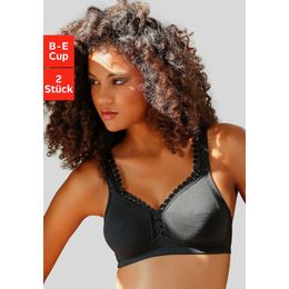 Petite Fleur Damen Petite Fleur Soft-BH Packung, 2 St&uuml;ck, ohne B&uuml;gel, mit dekorativer Zierkante schwarz 80, Cup B