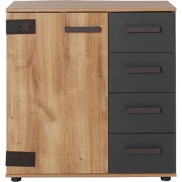 wimex Kombikommode &raquo;Malmoe, Schrank mit 1 T&uuml;r und 4 Schubladen, Made in Germany&laquo; im rusikalen look, Industrial Design, 81x41x83cm grau Kunststoff