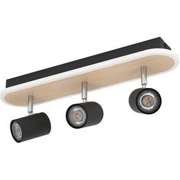 Eglo Deckenleuchte &raquo;Rimbocchi Deckenlampe, Metall und Holz-Optik, Spotbalken schwenkbar&laquo; LED-Modul 1 Stk. Warmwei&szlig; Spot - L46 x B10 x H15 cm - schwarz