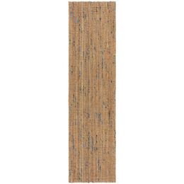 FLAIR RUGS L&auml;ufer &raquo;Jute Boucle&laquo; rechteckig 7 mm H&ouml;he aus 100% Jute, mit Fransen, aus Naturfasern blau Jute