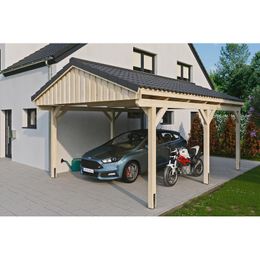 Skan Holz Einzelcarport &raquo;Fichtelberg&laquo; Leimholz natur mit Dachlattung beige