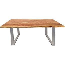 Sit Esstisch &raquo;Tops&Tables&laquo; mit Tischplatte aus Wildeiche, mit Baumkante wie gewachsen, Vintage beige