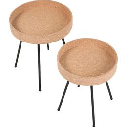 M&ouml;bilia Beistelltisch Set, 2 Stk. tlg. Tischplatten aus Kork beige