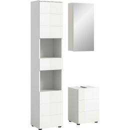 Welltime Badm&ouml;bel-Set &raquo;Biel, H&ouml;he 190 cm, Hochschrank, Unterschrank, Spiegelschrank&laquo; 3 Stk. tlg. wei&szlig;