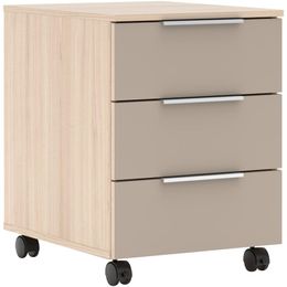 Innostyle Rollcontainer &raquo;Santorin&laquo; 1 Stk. tlg. Rollen teilweise mit Bremse Glas, Holzwerkstoff
