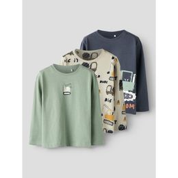 name it Langarmshirt &raquo;NMMNIKO 3P LS TOP&laquo; Packung, 3 Stk. Green Bay Pack:Silver Lining+India Ink+Green Bay 104 104 3-er Packung Shirts von name it...