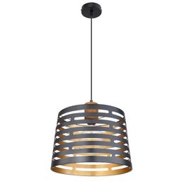 Globo LIGHTING H&auml;ngeleuchte &raquo;ABLONA&laquo; E27 1 Stk. H&auml;ngelampe/Pendelleuchte/Holz/goldfarben/H&ouml;he k&uuml;rzbar