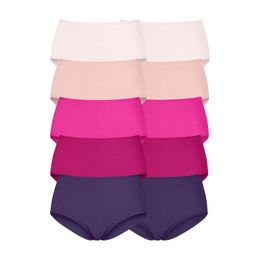 Petite Fleur Damen Petite Fleur Taillenslip 10er-Pack, aus elastischer Baumwolle lila 32/34