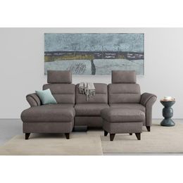 Sit & More sit&more Ecksofa &raquo;Mellum L-Form&laquo; Federkern, wahlweise mit Bettfunktion, Bettkasten und Armteilfunktion grau 100% Polyester