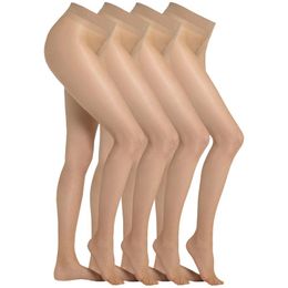Camano Damen Feinstrumpfhose &raquo;fine everyday&laquo; 20 4er Pack, mit leicht verst&auml;rkte, kaum sichtbare Fu&szlig;spitze beige 48