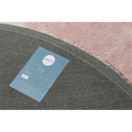 Teppich &raquo;Pisa&laquo; rund 25 mm H&ouml;he Hochflor, Microfaser, uni, weich, Shaggy, Wohnzimmer, Schlafzimmer rosa Polyester