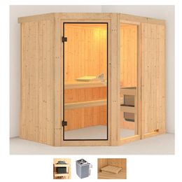 Karibu Sauna &raquo;Frigga 1&laquo; Set, Ofen 9 kW integr. Strg beige