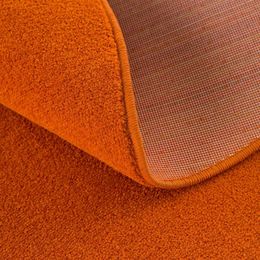 Sanat Teppich &raquo;Uni&laquo; rund 13 mm H&ouml;he robuster Kurzflorteppich, gro&szlig;e Farbauswahl, Wohnzimmer, alle R&auml;ume orange Kunstfaser