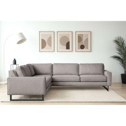 Home Affaire Ecksofa &raquo;Pinto, XXL, 250/290 cm, langer Schenkel, Ottomane&laquo; Cord, Chenille, Lederoptik, mit Keder, Metallf&uuml;&szlig;e, Wellenunterfederung 100% 