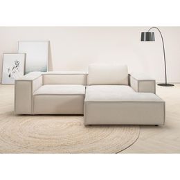 Home Affaire Ecksofa &raquo;Watertown, kompakte L-Form, 246 cm breite f&uuml;r kleinere R&auml;ume&laquo; modernes Ecksofa mit Feincordbezug, platzsparend & bequem beige 94
