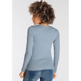 Kangaroos Damen Kangaroos Longsleeve Langarm, sehr figurbetont und h&uuml;ftbedeckend, mit Herzchen-Detail blau 48/50