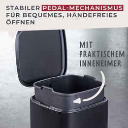 Fackelmann M&uuml;lleimer &raquo;LONDON, Pedal-Abfalleimer 20L&laquo; 1 Beh&auml;lter mit ged&auml;mpftem Deckel & Anti-Fingerprint Oberfl&auml;che, H&ouml;he ca. 43,5 cm Kunststoff