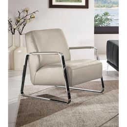 W.Schillig Cocktailsessel &raquo;quadroo Designsessel, Loungesessel&laquo; mit bezogenen Armlehnen, Gestell in Chrom gl&auml;nzend grau Velourgewebe V41 (100% 