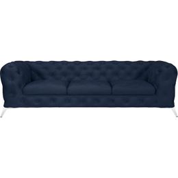 Home Affaire Chesterfield-Sofa &raquo;Amaury&laquo; aufw&auml;ndige Knopfheftung, moderne Chesterfield Optik, Fu&szlig;farbe w&auml;hlbar blau Struktur (100% Polyester9;Samtoptik