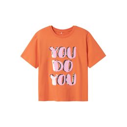 name it T-Shirt 'NKFHELKA' M&auml;dchen Gr&ouml;&szlig;e 122/128 lachs / hellpink / schwarz / wei&szlig;