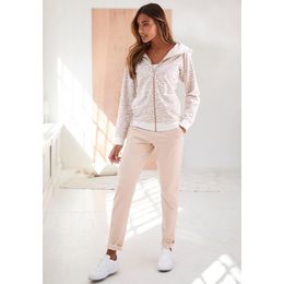 Lascana Damen Lascana Kapuzensweatjacke Sweatshirtjacke mit Details in Ros&eacute;gold, Loungewear braun 32/34