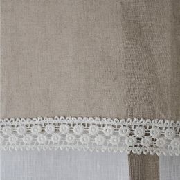 Kutti Raffrollo &raquo;Venezia&laquo; mit Stangendurchzug Raffgardine wei&szlig; natur, Leinen, blickdicht, mit Spitze beige Obermaterial: 100% Leinen