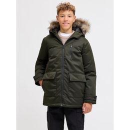 Jack & Jones Jack & Jones Junior Herren Parka &raquo;JJCHARLIE DETACHABLE FAUX FUR PARK JNR&laquo; mit Kapuze gr&uuml;n 176