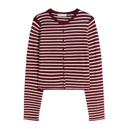 Bershka Strickjacke Damen Gr&ouml;&szlig;e S bordeaux / wei&szlig;
