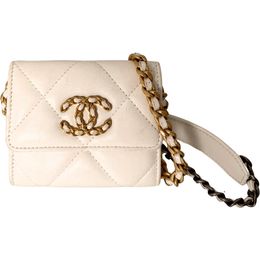 Chanel Hobo Bags - Chanel 19 Flap Coin Wallet on Chain Wei� Fullset / - Gr. unisize - in Wei&szlig; - f&uuml;r Damen