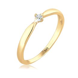 Elli Ringe - Ring Verlobung Welle Diamant (0.03 ct.) 585 Gelbgo - Gr. 56 MM - in Gold - f&uuml;r Damen
