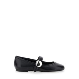 Belt Detail Leather Ballerina Flats - Gr. 41 (EU) - in Schwarz